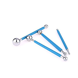 4 x Fondant Cake Decorating Clay Flower Sugarcraft Ball Model DIY Tool 8 Sizes (Blue)