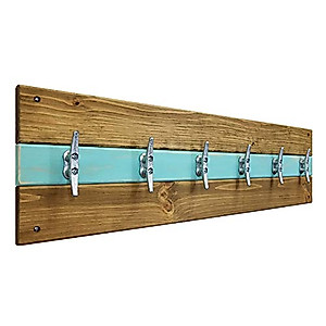Cape May Boat Cleat Clothing, Coat or Towel Rack, Nautical Home Decor - Coat Hooks - 20 Colors - Shown in Driftwood & Sea Blue - HANDMADE IN THE USA