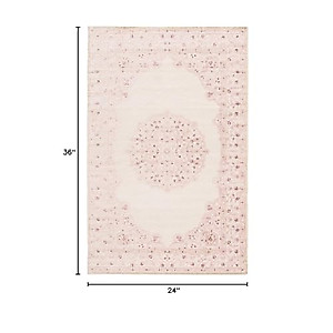 Jaipur Living Fables Collection 5' x 7'6" Small Area Rug with Medallion Design and Scrolling Border, Soft Power-Loomed Bohemian Rug for Bedrooms and Living Rooms, Pink/White