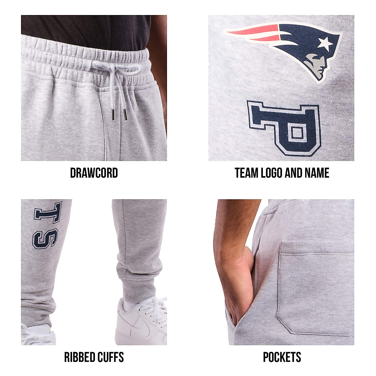 Ultra Game NFL Men's Super Soft Game Day Jogger Sweatpants, Atlanta Falcons, Heather Gray, Small
