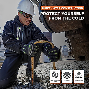 RefrigiWear Extreme Hybrid Insulated Pullover Sweatshirt, Performance-Flex Hoodie, (Black), (X-Large)