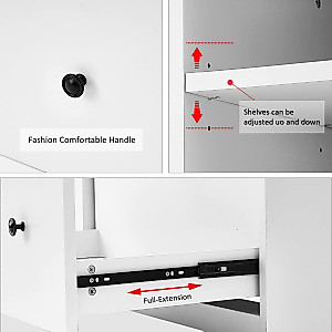 Wood File Cabinet with a Big Drawer, Mobile Lateral Filing Cabinet for Home Office Storage Cabinet Organizer (White)
