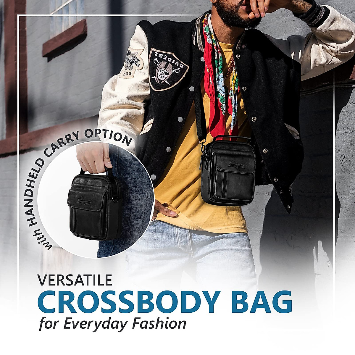 Hengwin Leather Cell Phone Bag Crossbody Purse Fits for iPhone 16 15 14 13 12 Pro Max Holster Samsung Galaxy Note 20 Ultra 9 8 S24 S23 Ultra A15 A25 A54 Wallet Case Handbag with Shoulder Strap (Black)