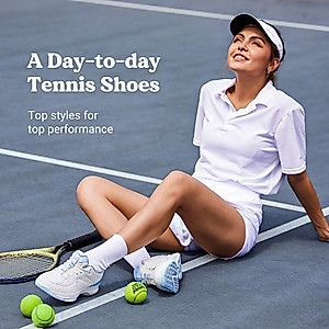 FitVille Wide Pickleball Shoes for Women Tennis Court Shoes with Arch Support for Flat Feet (9 Wide, Sky Blue)