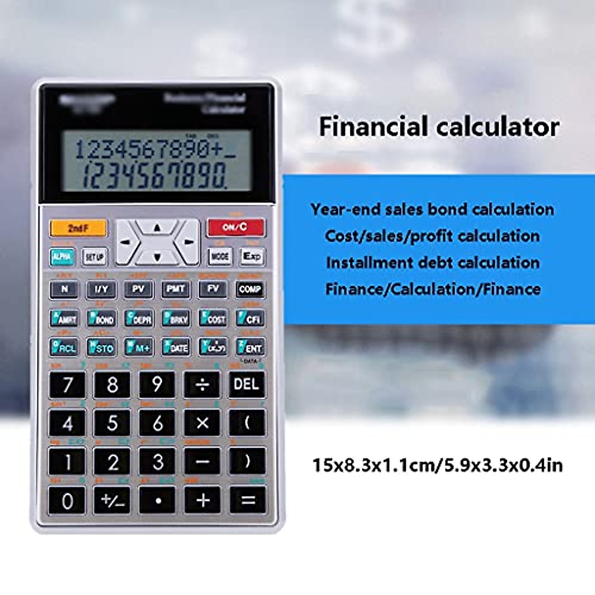 Calculator,Advanced Scientific Gray Financial Calculator,12-Digit Two-line Display Screen,Battery-Powered,School Students Calculators