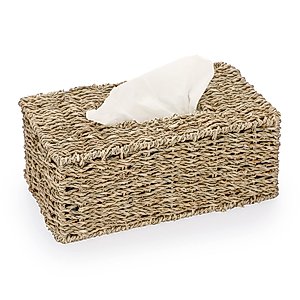 Sumnacon Rectangular Seagrass Tissue Box Cover - Vintage Woven Tissue Box Holder, Decorative Tissue Holder for Living Room Bedroom Bathroom Vanity Dresser Table Countertop Home Office Decor