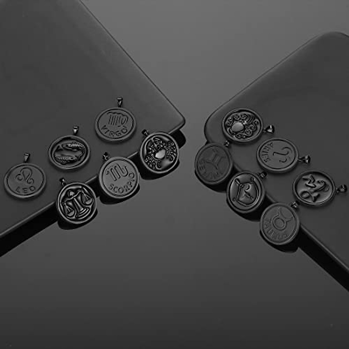 Taurus Necklace Zodiac Pendant for Men - Constellation Zodiac Star Sign Horoscope Pendant Black Gun Plated Astrology Birthday Gifts Mens/Women Jewelry SP0085J-K