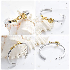 Yinplsmemory Cremation Jewelry Sunflower Urn Bracelet for Women Stainless Steel Daisy Flower Urn Bangle Bracelets Women Ashes Jewelry