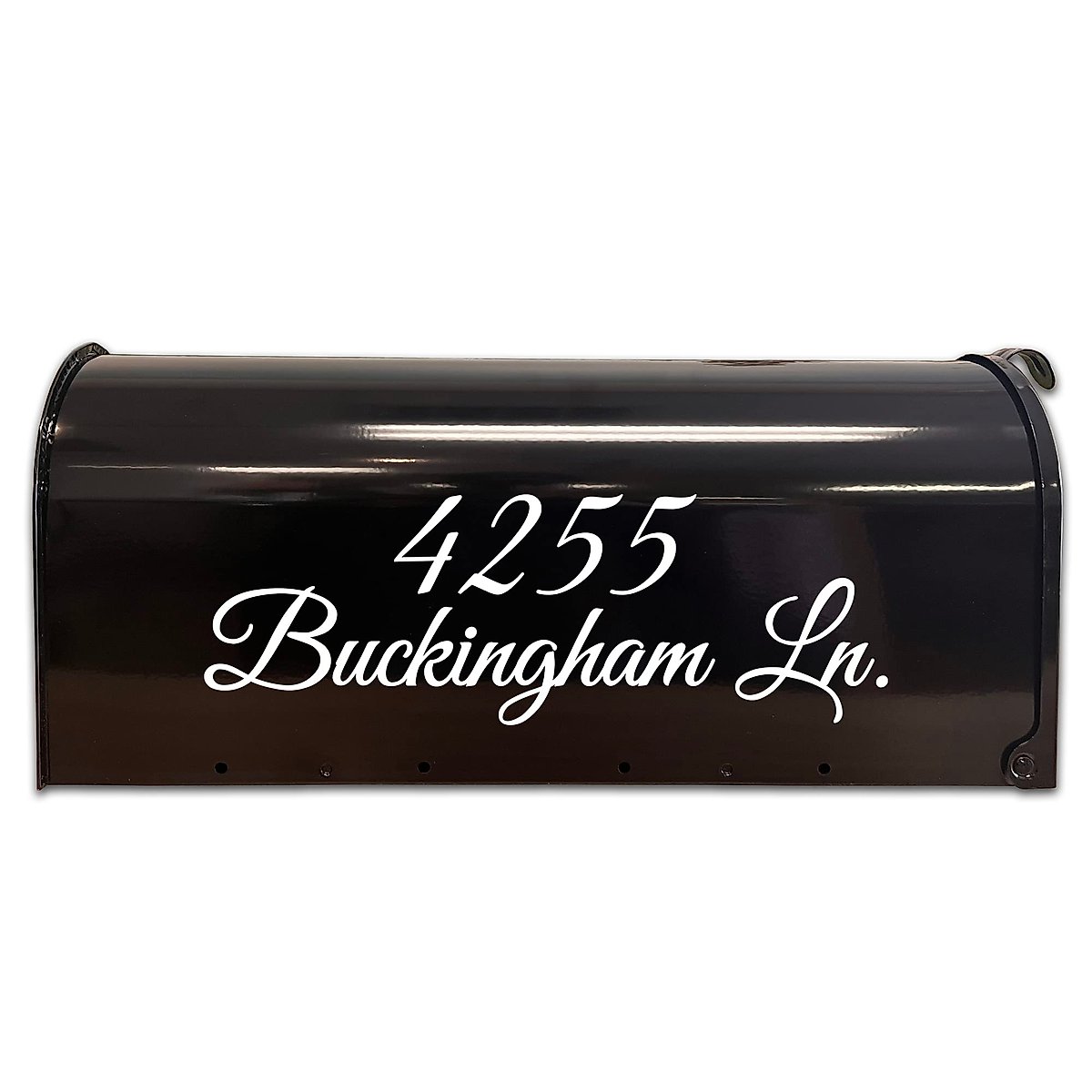 VWAQ Mailbox Address Decal Set of 2 - Insert Street Name & Address Personalized Decals CMB7 (White, 12" W X 4" H)