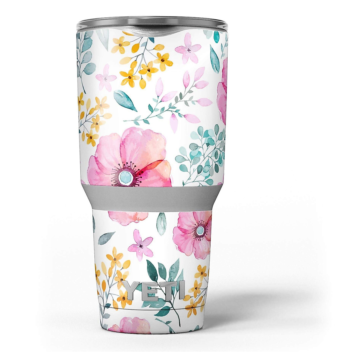 Design Skinz Subtle Watercolor Pink Floral - Skin Decal Vinyl Wrap Kit Compatible with The Yeti Rambler Cooler Tumbler Cups