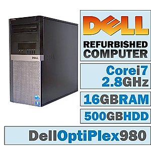 Dell OptiPlex 980 MT/Core i7-860 @ 2.8 GHz/16GB DDR3/500GB HDD/DVD-RW/WINDOWS 7 PRO 64 BIT (Renewed)