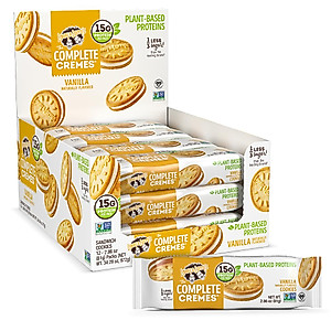 Lenny & Larry's The Complete Cremes, Sandwich Cookies, Vanilla, Vegan, 5g Plant Protein, 6 Cookies Per Pack (Box of 12)