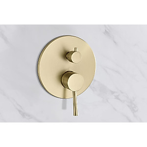 SUMERAIN Shower System with Tub Spout and Handheld Shower, Brass Rain Shower Tub Set with 8 Inches Shower Head and Rough in Valve Brushed Gold