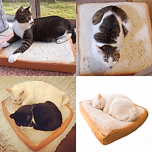 Dofover Soft Cat Cushion Bed Bread Pet Mattress Bed Toast Mats Bedding Pad for Small Medium Dogs & Cats,Sleeping Resting Playing Reading Pillow (15.7''x15.7''x2.6'')