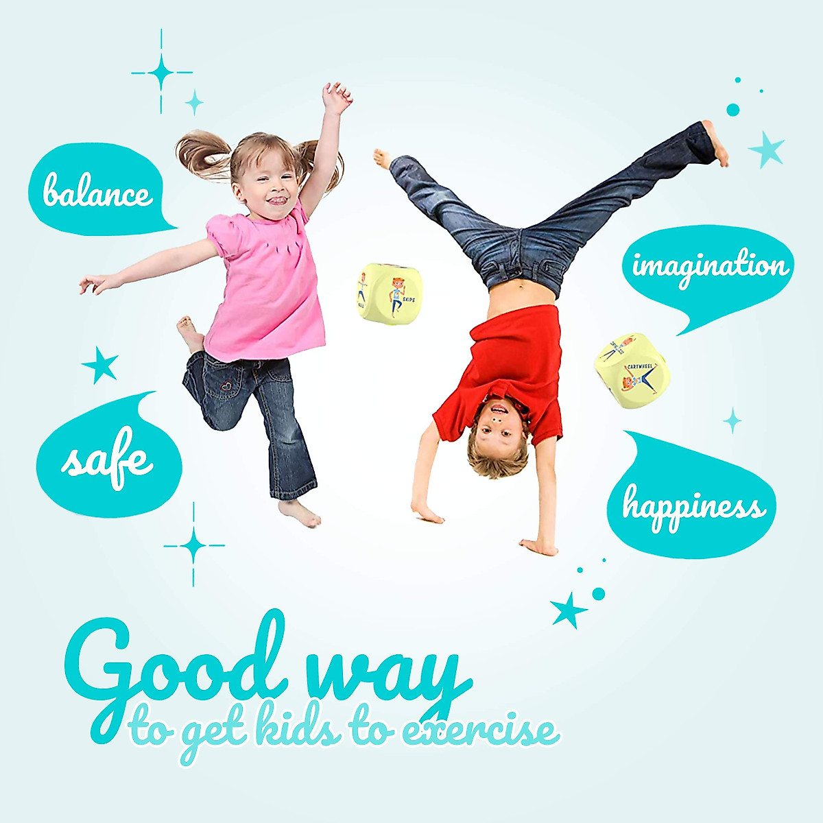 Skywin-Exercise Dice, Fun 1 Pack Workout Dice for Kids Solo or Group Classes, 6-Sided Foam Fitness Dice for Home, Classroom and Physical Education Learning