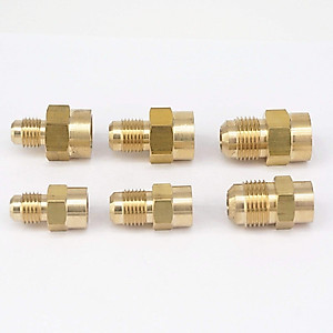Flare Thread 7/16" 1/2" 5/8" UNF Male - 1/8" 1/4 NPT Female Brass SAE 45 Degree Pipe Fittings Adapters 1000 PSI Type 4
