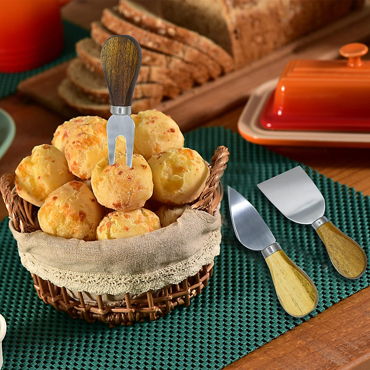 6-Piece Stainless Steel Cheese Knives Set, Complete Premium Stainless Steel Cheese Knives Collection Charcuterie Board Accessories for Thanksgiving, Christmas, New Year