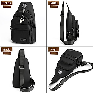 Xinteorao Small Sling Bag for Women Men Chest Bag One Strap Shoulder Crossbody Sling Backpack for Travel Running Hiking Black