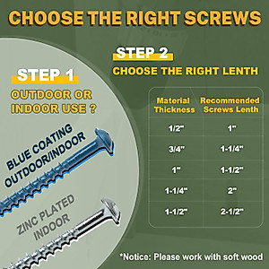 LIONMAX Pocket Hole Screws 1-1/4 Inch, 300PCS #8 x 1-1/4" Pocket Screw with Square Drive, Coarse Threads, for Indoor Wood Project, Zinc Plated, 150MM Drive Bit Included