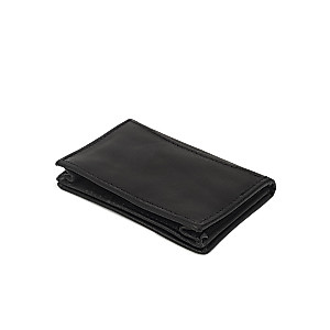 Leatherboss Genuine Leather Business Card Holder | Expandable Pocket, Credit Card & ID Slots | Stylish & Compact | Black