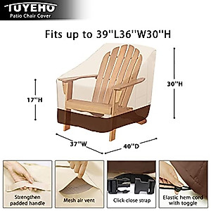 Tuyeho Patio Chair Cover 40 x 37 x 30 inch, 900D Heavy Duty Outdoor Adirondack Chair Cover, Waterproof & Weather Resistant for Your Patio Lounge Deep Seat Chair (Beige & Brown)