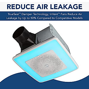 Broan-NuTone SPK110RGBL ChromaComfort Bathroom Exhaust Fan with Sensonic Bluetooth Speaker and LED Light, White