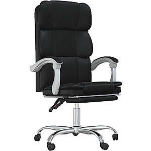 Reclining Office Chair,with Rolling Wheels with Adjustable seat Height Suitable for Office, Home, Study Space, Conference Room or Play Facility Black Faux Leather