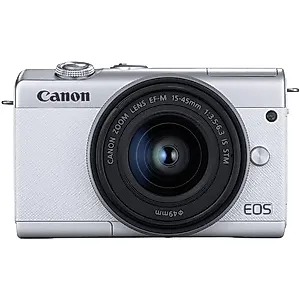 Canon EOS M200 Mirrorless Camera with 15-45mm and 55-200mm Lenses (White) (3700C009) + Filter Kit + 2 x 64GB Card + Charger + 2 x LPE12 Battery + Card Reader + More (Renewed)