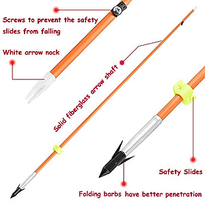 AMEYXGS Bowfishing Arrows Combo Kit with Reel 40m Fishing Rope Fiberglass Bow Fishing Arrows with Safety Slides for Compound Bow recurve Fishing Hunting (Type 2 Kit)