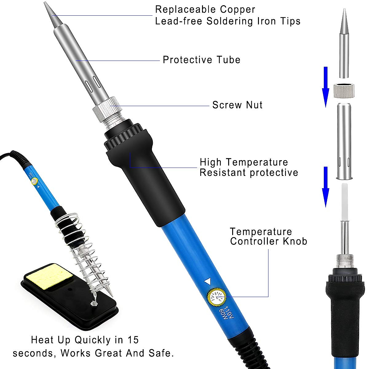 Wood Burning Kit 95pcs, West Bay Soldering Pen with Adjustable On-Off Switch Control Temperature Wood Burning Tool for Embossing/Carving/Soldering Tips/Carrying Box