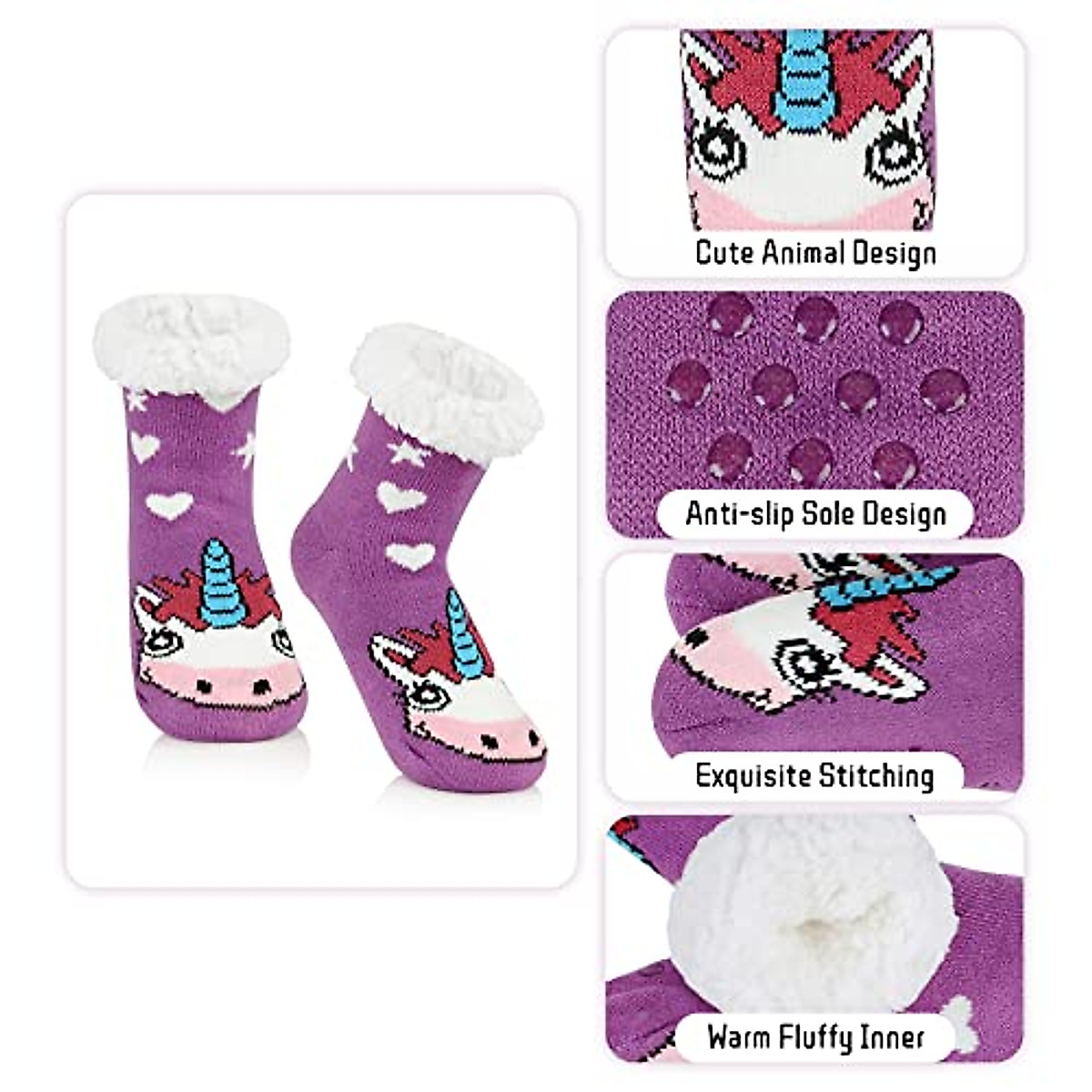 American Trends Kids Slipper Socks Girls Boys Fuzzy Winter Sock Fleece Christmas Socks Non Slip Warm Cozy Sock Camouflage 8-12 Years