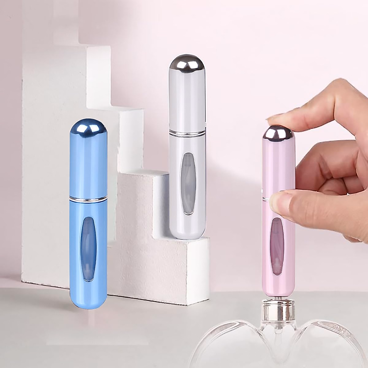 LAIYOHO 3 Pcs 5ml Portable Perfume Decanting Bottles Mini Bottom Direct Refillable Perfume Spray Bottles Suitable for Travel.