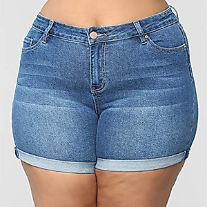 Fashion Mini Shorts,THENLIAN New Women Summer Short Jeans Denim Female Pockets Wash Denim Shorts(XXXXXL, Blue)