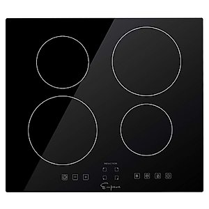Empava 24" Stove Power Boost Vitro Ceramic Black Electric Induction Cooktop with 4 Booster Burners Smooth Surface Tempered Glass, 24 Inch