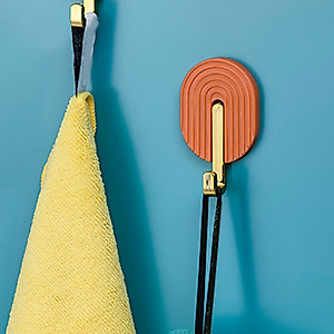 2pcs ABS High Bearing Capacity Towel Hook, Self Adhesive Hooks, Strong Adhesion Wall Hooks for Bathroom Kitchen (Orange)