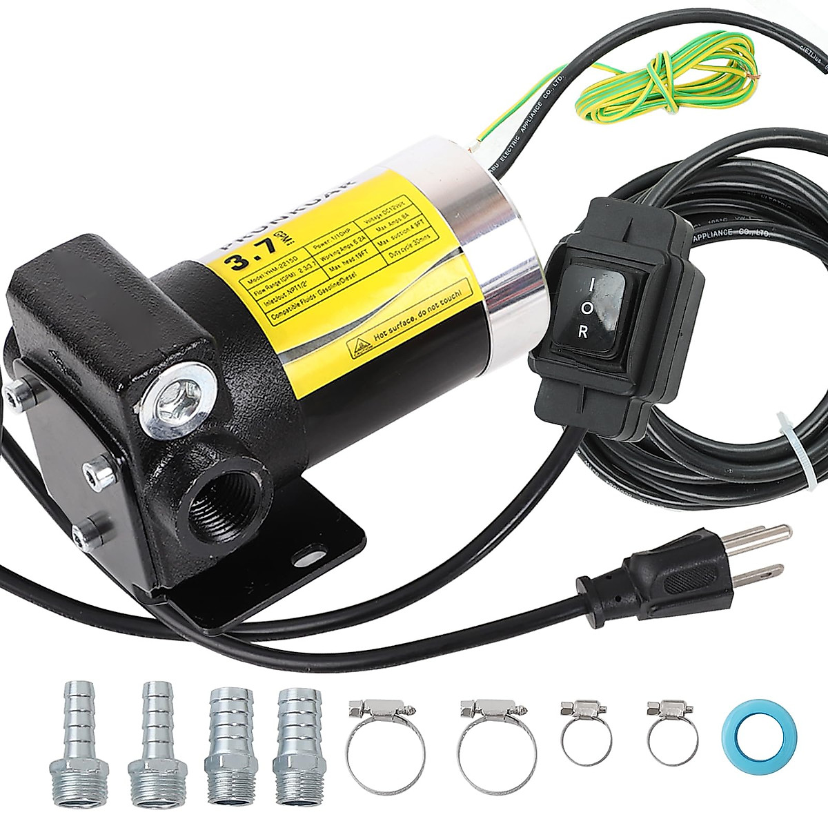 110V Automatic Gasoline Fuel Transfer Pump with Forward and Reverse Pumping, 2.3/3.7 GPM Portable Self-priming Fuel Oil Transfer Pump for Gasoline, Diesel, Kerosene, Biodiesel and More
