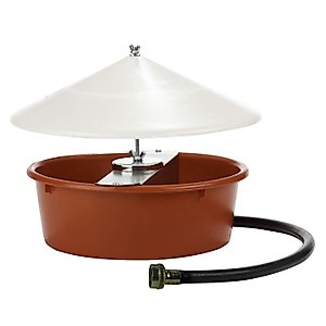 Little Giant Automatic Poultry Waterer with Cover (5 Quart) Heavy Duty Plastic Waterer Bowl with Hose Attachment (Item No. 166386)
