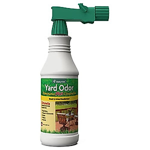 NaturVet – Yard Odor Eliminator Plus Citronella Spray – Eliminate Stool and Urine Odors from Lawn and Yard – Designed for Use on Grass, Patios, Gravel, Concrete & More – 32oz with Hose Nozzle