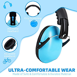 VOKIWILL 2-PACK Kids Ear Protection Earmuffs, Adjustable Safety Hearing Protection Headphones Noise Reduction Earmuff for Kids Toddlers 25NRR Noise Cancelling Earmuffs (Green, Blue)