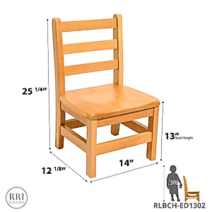 RRI Goods Kids Wooden Chair Set, Fully Assembled Youth Ladderback Wood Chairs for Children, 13" Seat Height for Ages 6-9 (Set of Two)
