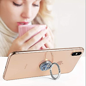 XIAJONS Cell Phone Ring Holder Stand,360 Degree Rotation Bracket Compatible with All Smartphones，for Man Woman Marble Pattern（Navy Blue）