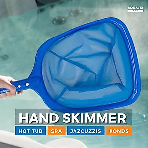 Aquatix Pro Hand Leaf Skimmer for Spa, Hot Tub & Pool with 12” Aluminum Pole, Fine Mesh Deep Bag Net, Suitable for Above Ground Swimming Pools, Kids Inflatables & Ponds, Remove Leaves & Debris Fast