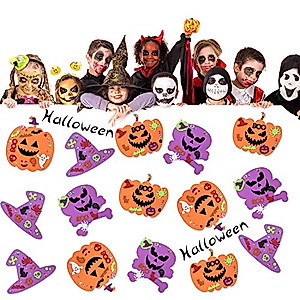 Outus 20 Big and 200 Small Kits 7.8 Inch Big Foam Halloween Decorations DIY Pumpkin Craft Kits Assorted Foam Pumpkin Shapes with Rhinestone Stickers for Kids Halloween Decoration and Games