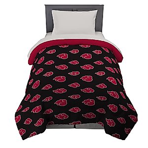 Franco Naruto Anime Akatsuki Pattern Bedding Soft Microfiber Comforter, Twin, (Official Naruto Product)