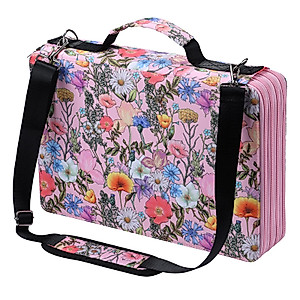 VTYHYJ Colored Pencil Case Portable Pencil Holder Large-Capacity Pencil Box Organizer with Zipper and Strap, for Gel Pens for Prismacolor Watercolor Pencils (384 Slots, Pink)