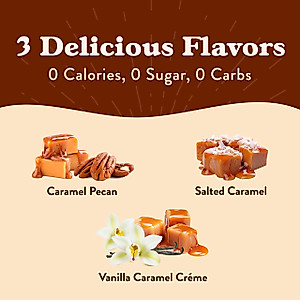 Jordan's Skinny Syrups Sugar Free Coffee Syrup Collection, Caramel Pecan, Salted Caramel, and Vanilla Caramel Cream, Zero Calorie Flavoring Syrups for Coffee, 12.7 Fl Oz, 3 Variety Pack
