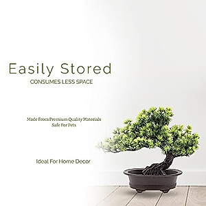 YATSKIA Artificial Bonsai Tree - Mini Japanese Juniper Bonsai for Home Decor - Green Plastic