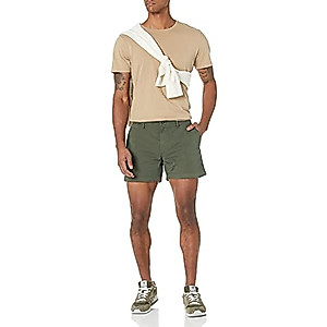 Amazon Essentials Men's Slim-Fit 5" Flat-Front Comfort Stretch Chino Short (Previously Goodthreads), Dark Green, 32