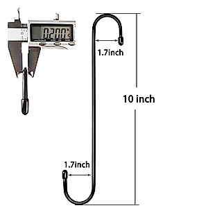 Dreecy 10 inch Extra Large S Hooks Heavy Duty Black Long S Hooks for Hanging Plants Extension Hooks for Garden,Kitchenware,Pergola,Patio,Flower Basket,Indoor Outdoor Uses(4 Pack)