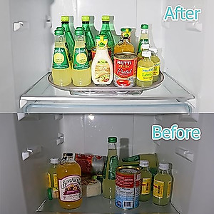 Lazy Susan Organizer for Refrigerator Turntable Fridge Organizer 15.75” Clear Rectangular Lazy Susan Organizer for Kitchen Fridge Cabinet Countertop Pantry Spice Rack Storage